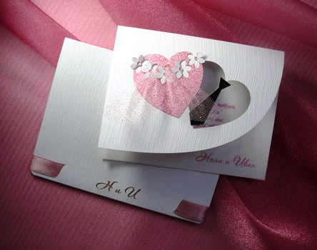 Bridal Wedding Invitations "two Hearts", Handmade Wedding Invitations ...