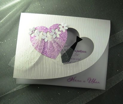 Bridal Wedding Invitations "two Hearts", Handmade Wedding Invitations ...