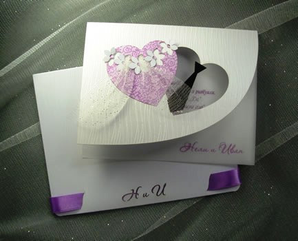 Bridal Wedding Invitations "Two Hearts", Handmade Wedding Invitations ...